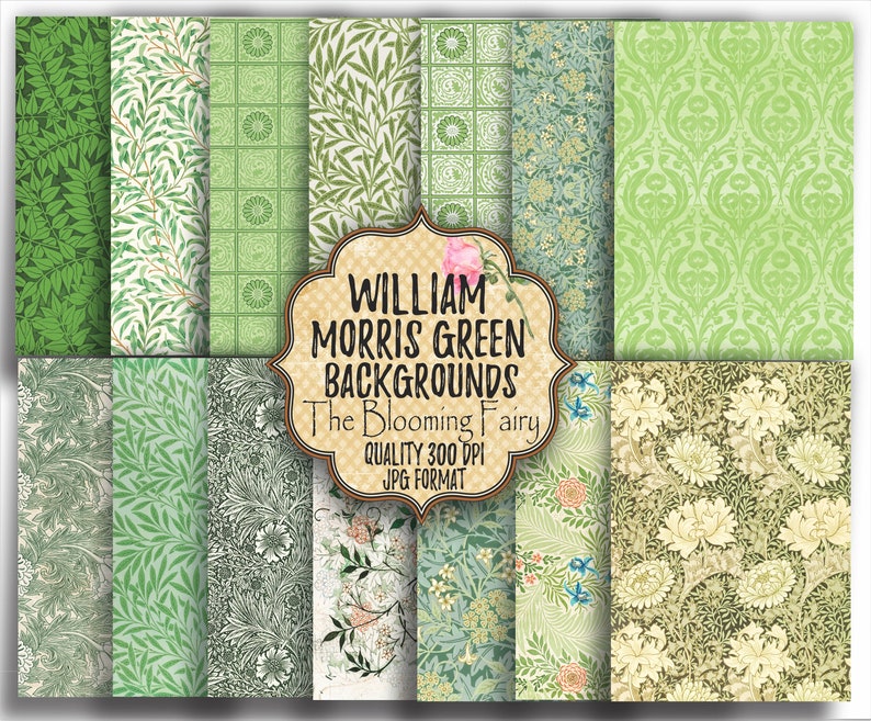 William Morris GREEN Backgrounds, Green Journal Papers, Leafs Journal ...