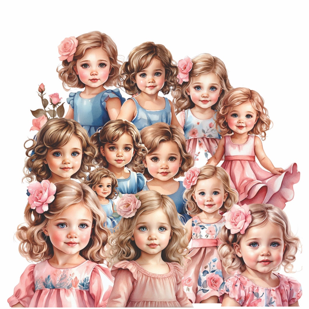 Cute Little Girl Clipart, Cute Baby Girl Clipart, Little Girls PNG ...