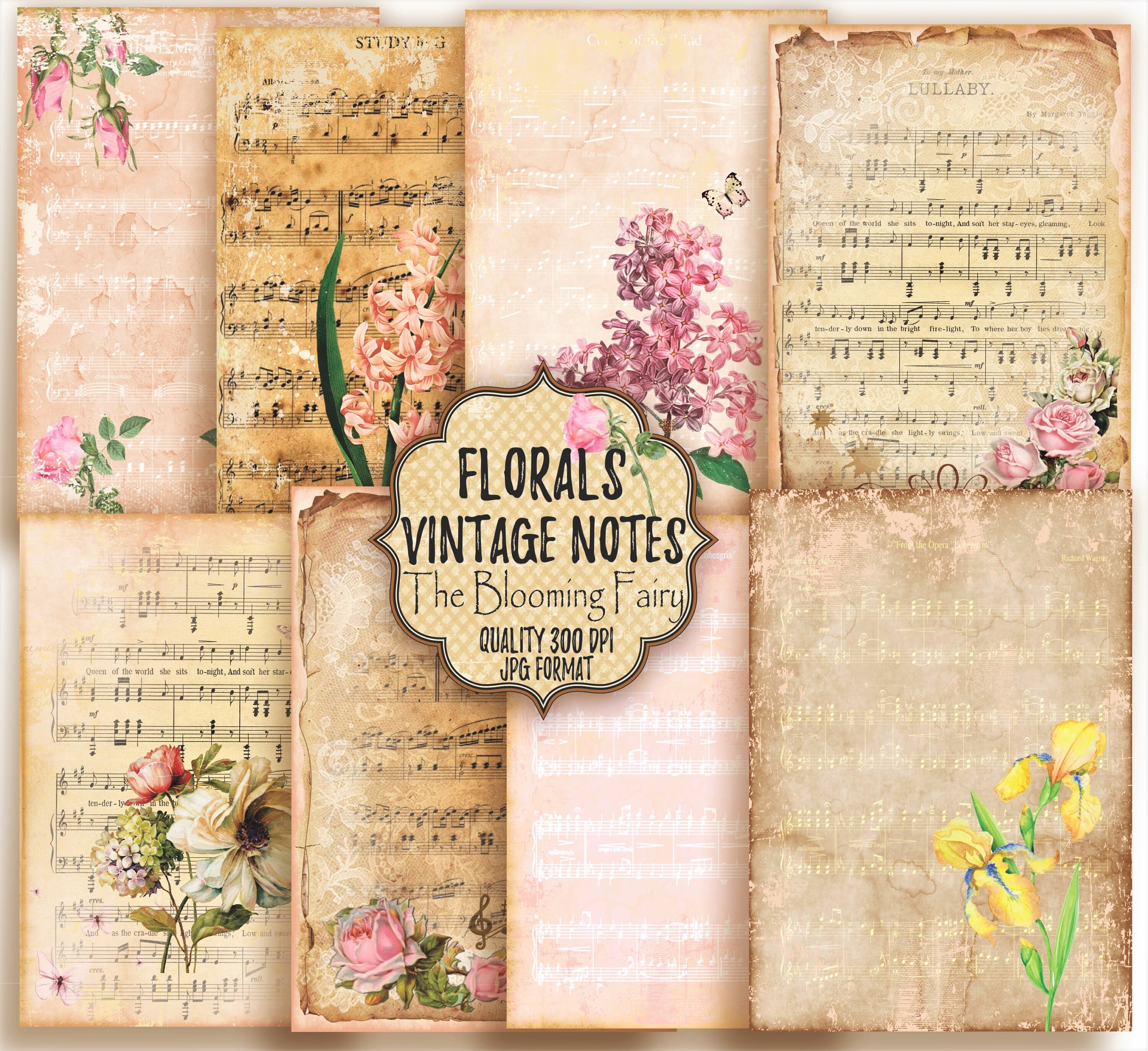 Florals Vintage Notes Digital Vintage Notes Spring Book - Etsy