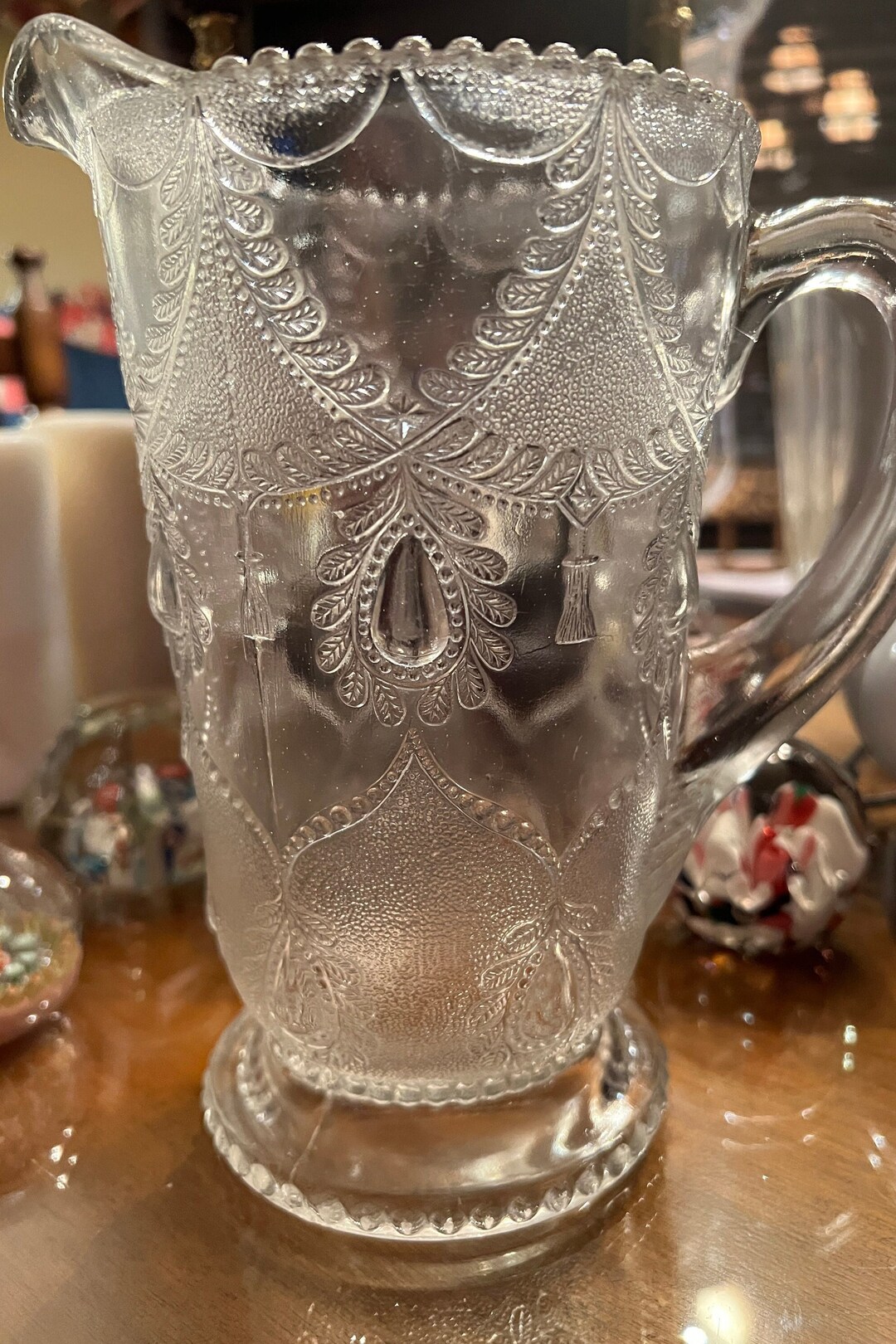 Antique Pressed Glass Pitcher - Etsy