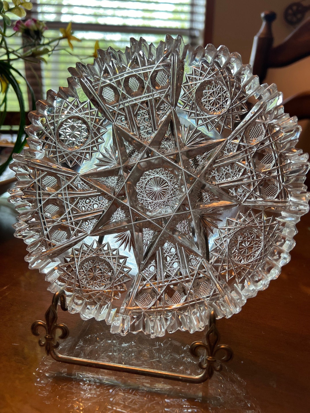 Antique Sawtooth Cut Glass Dish 1900 - Etsy