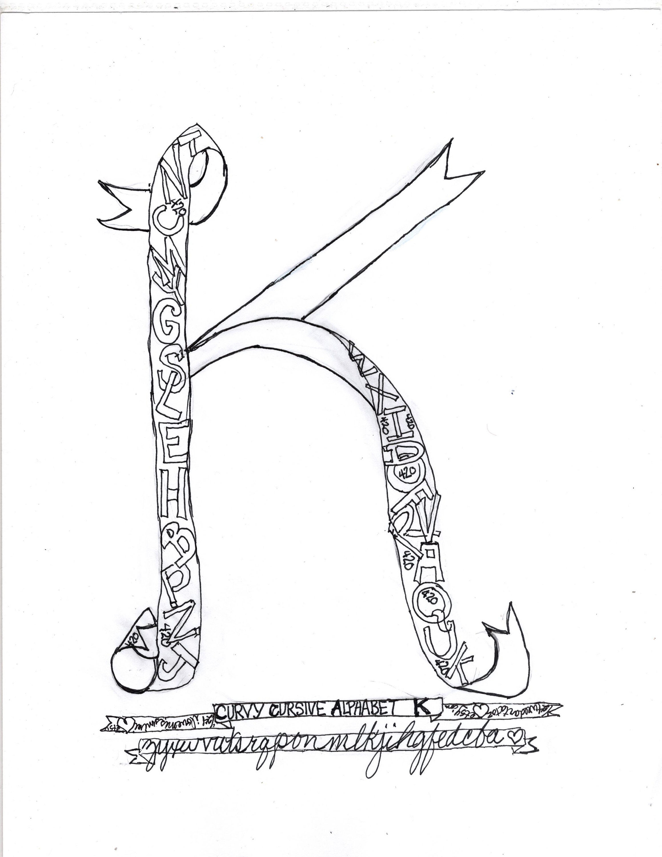 Curvy Cursive---k - Etsy