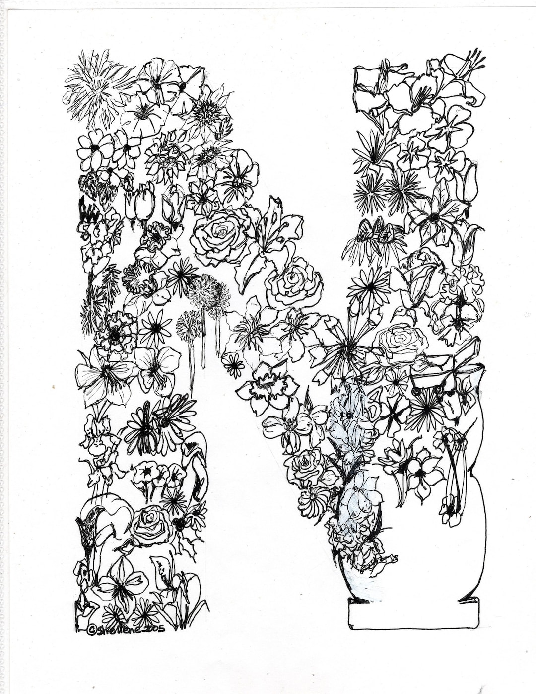FLORAL LETTER---N - Etsy