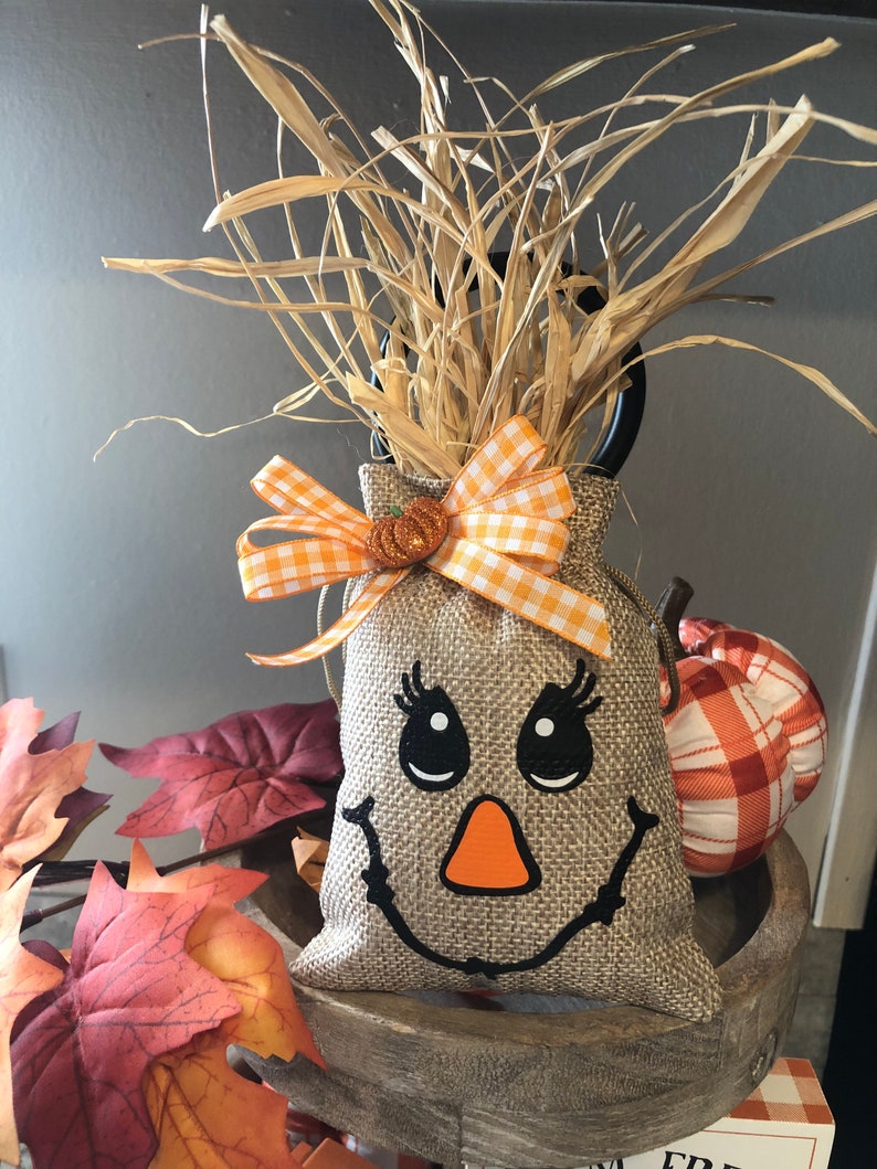 Mini Burlap Scarecrow Sack Tiered Tray Decor Fall Decor - Etsy