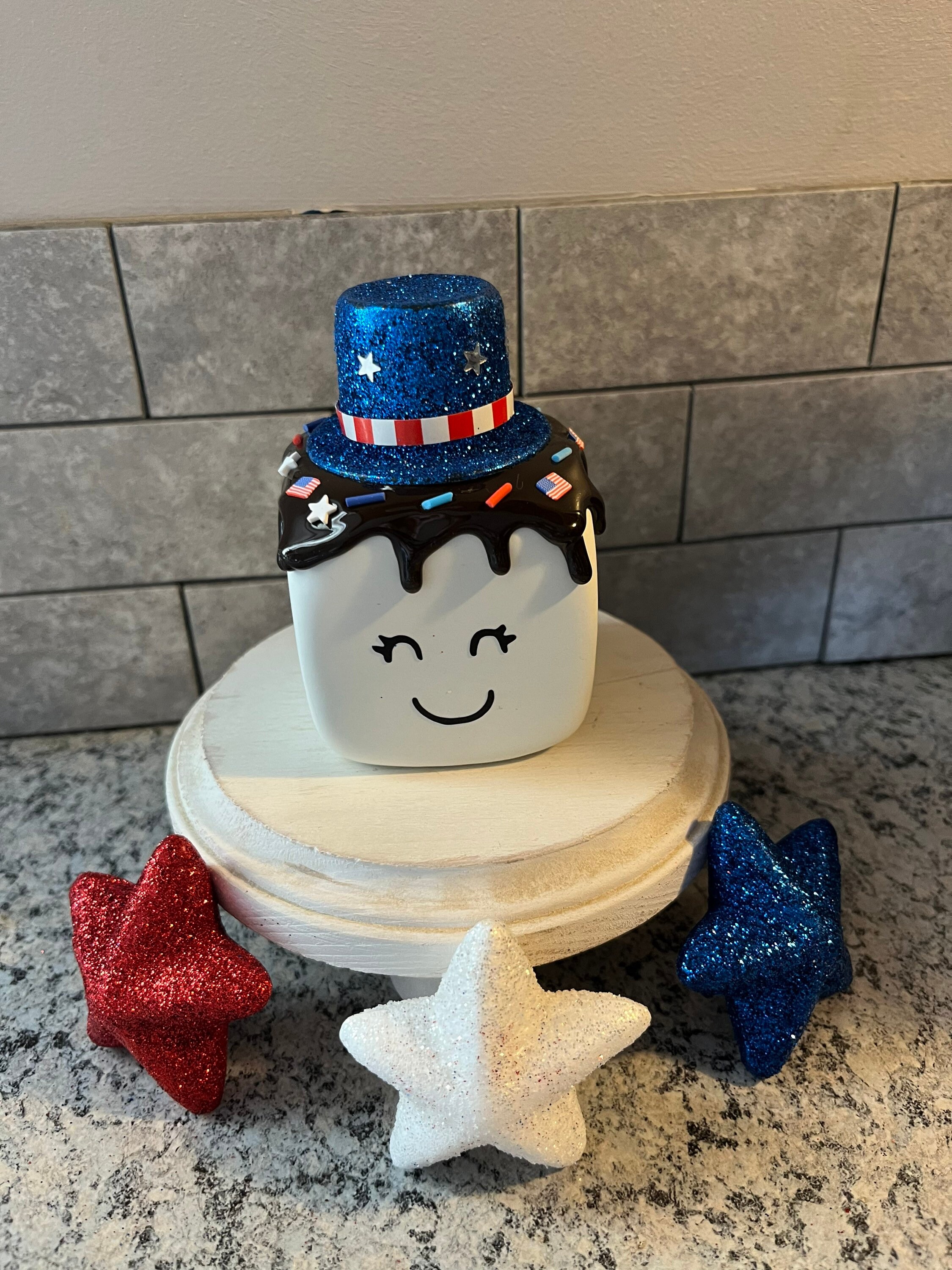 Faux Marshmallow Buddy Red White Blue Tiered Tray Decor - Etsy