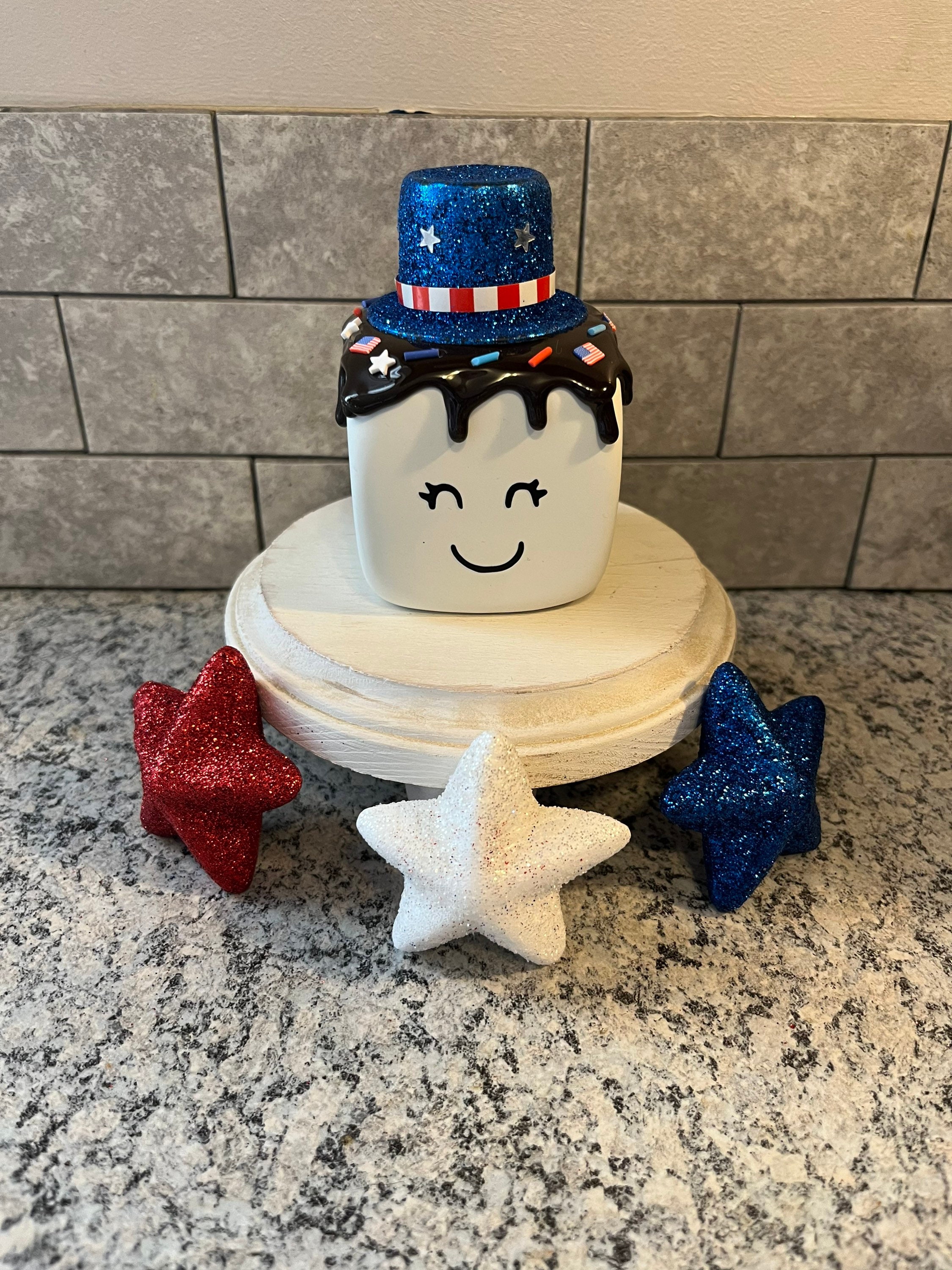Faux Marshmallow Buddy Red White Blue Tiered Tray Decor - Etsy