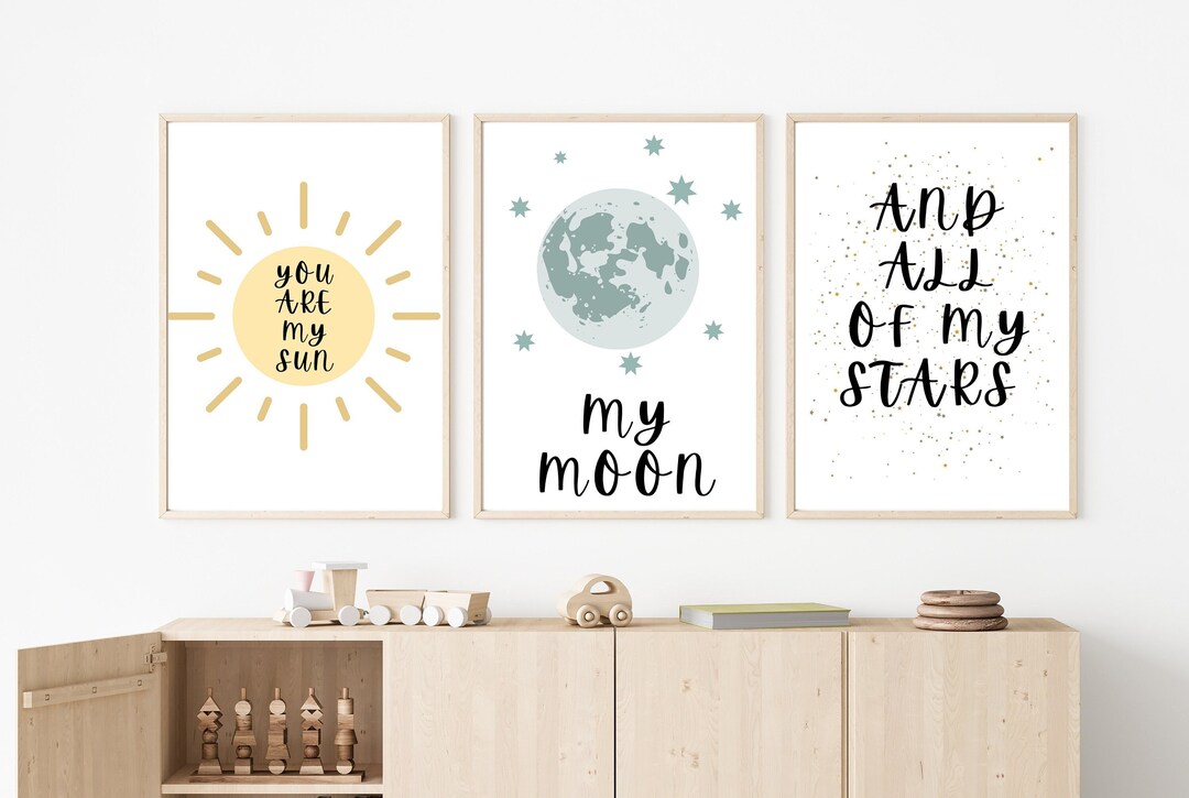Sun, Moon, Stars Printable Wall Art Set of 3 - Etsy