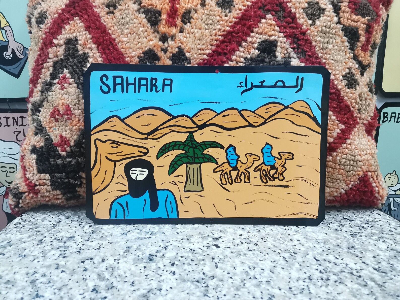 Sahara/desert Hand Painted Metal Plaque, Handmade in Morocco, Gift for ...