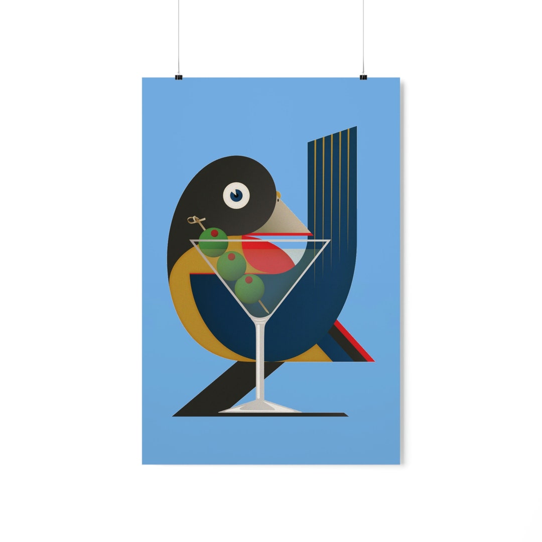 Blue Bird Martini Premium Matte Vertical Posters - Etsy