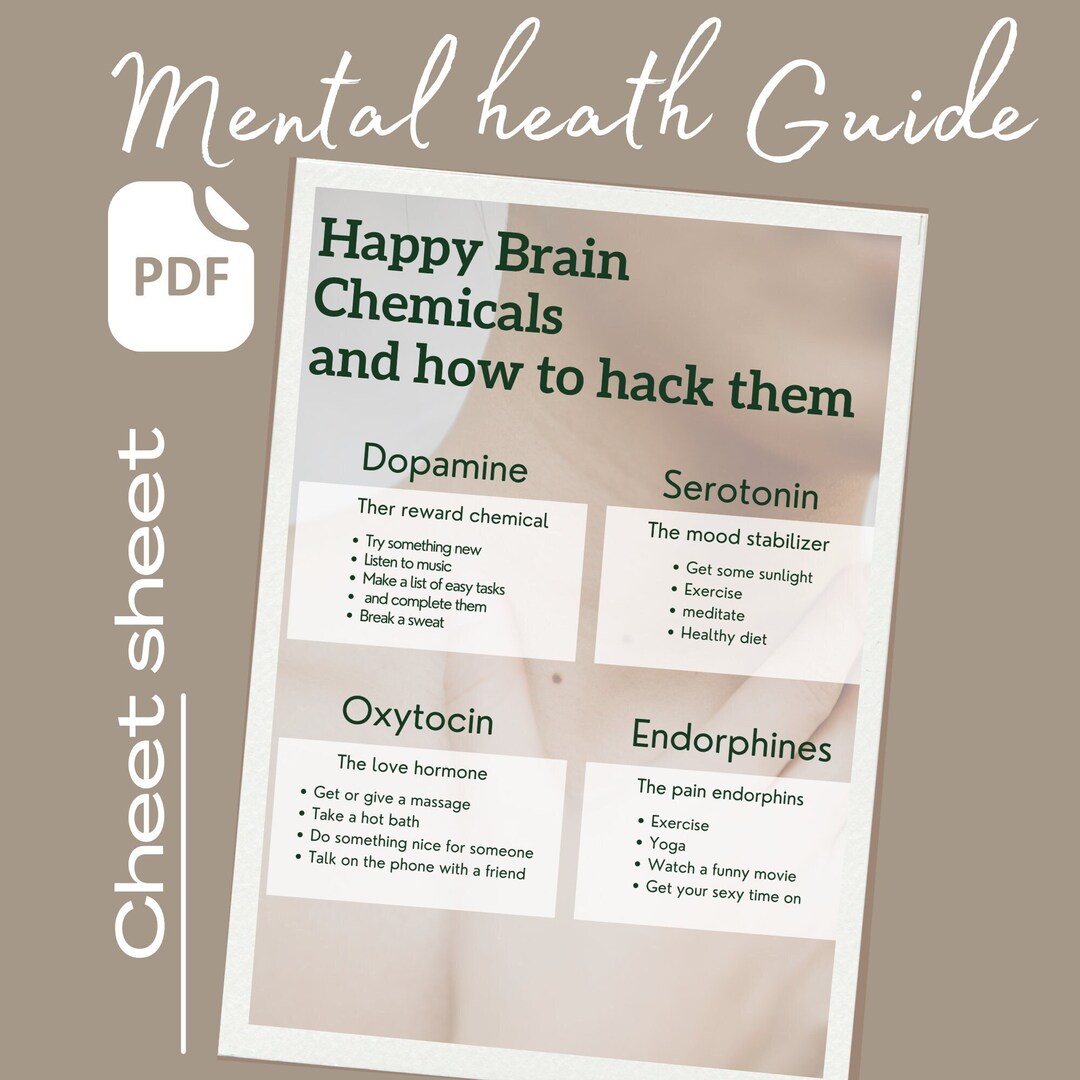 Mental Health Printable Cheat Sheet Brain Chemical Hormones Depression ...
