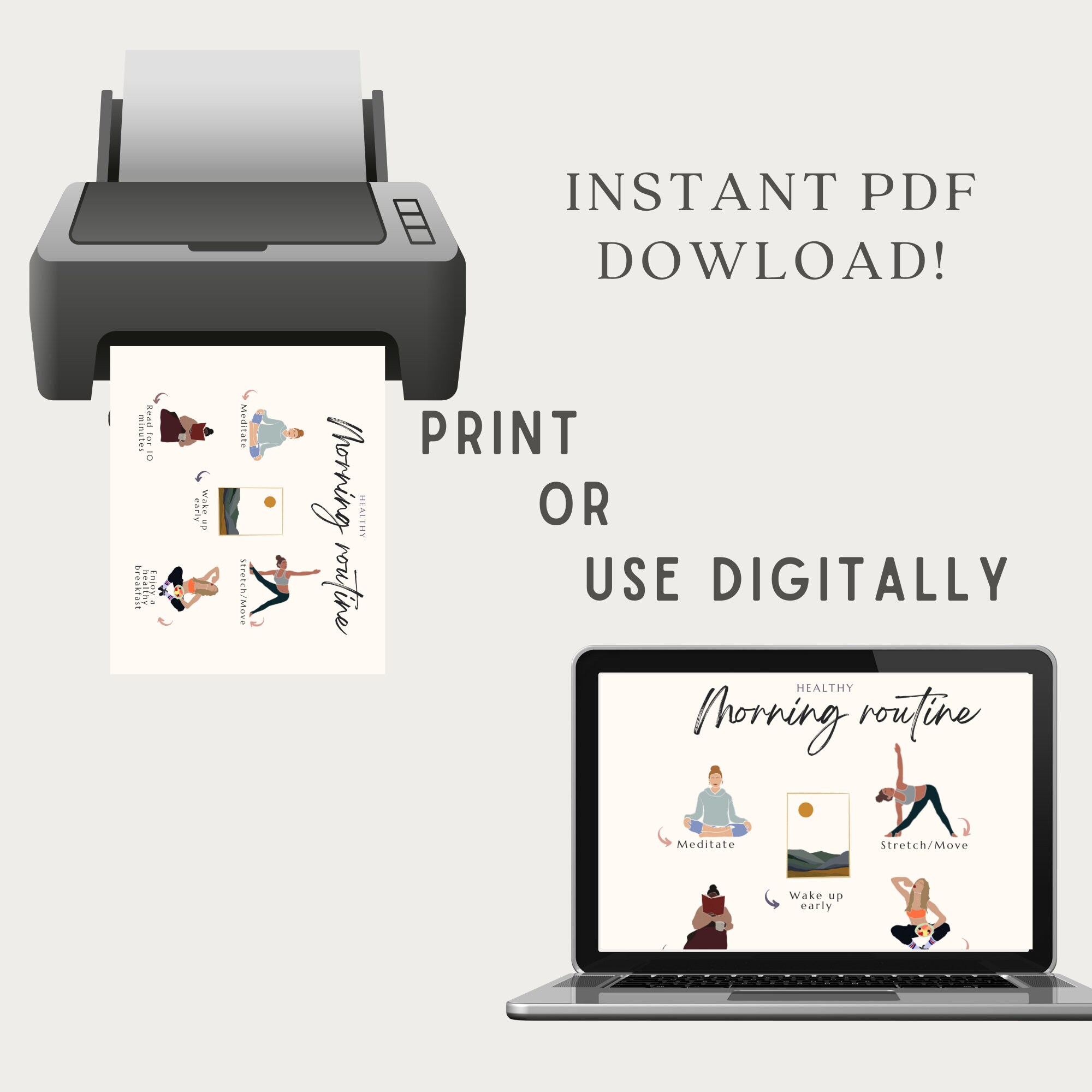 Healthy Morning Routine Printable Morning Routine Poster That Girl ...