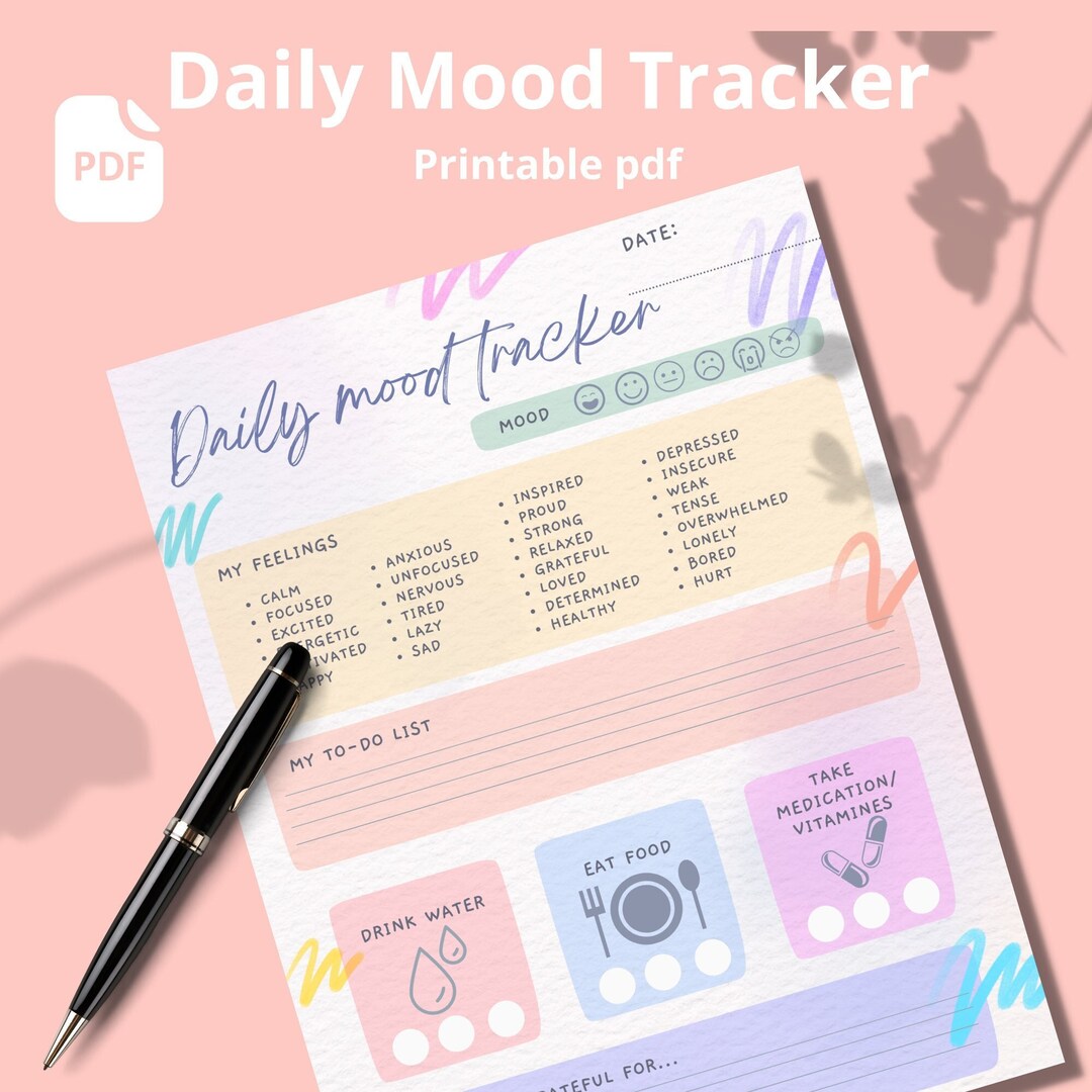 Daily Mood Tracker Mental Health Tracker Daily Planner - Etsy