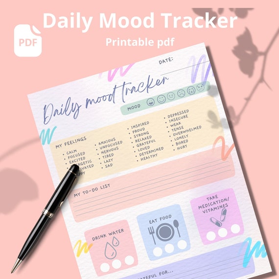 Daily Mood Tracker Mental Health Tracker Daily Planner - Etsy