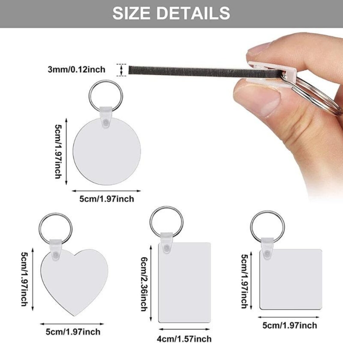 Set of 3 Geometric Shape Sublimation Keychains | Etsy