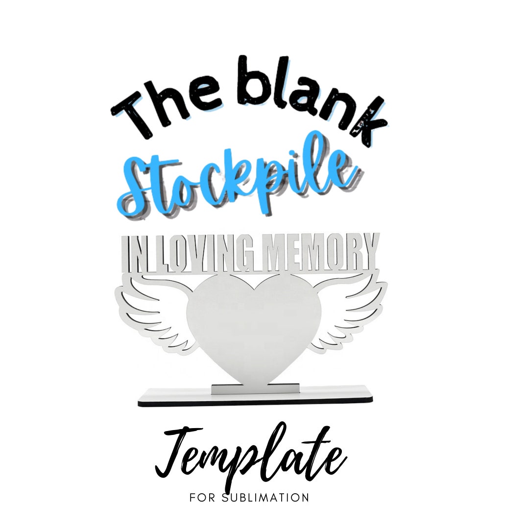 In Loving Memory Winged Heart 10 Inch TEMPLATE PNG File - Etsy