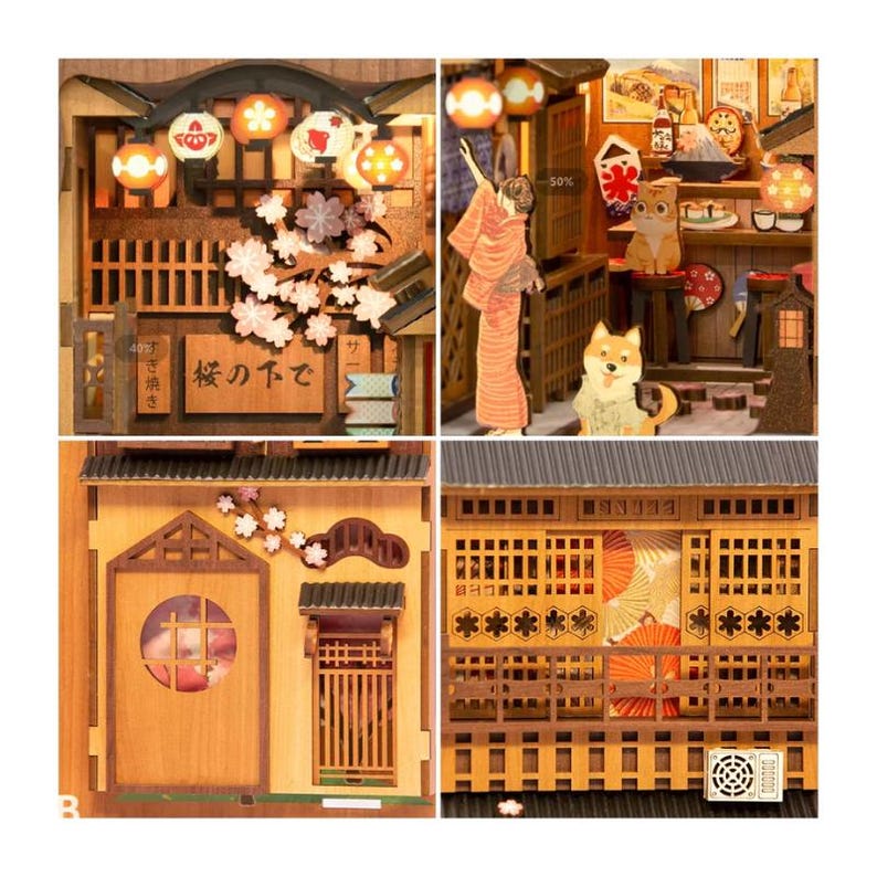 DIY Japanese Sakura Book Nook Kit: Miniature Food Street Bookend - Etsy UK