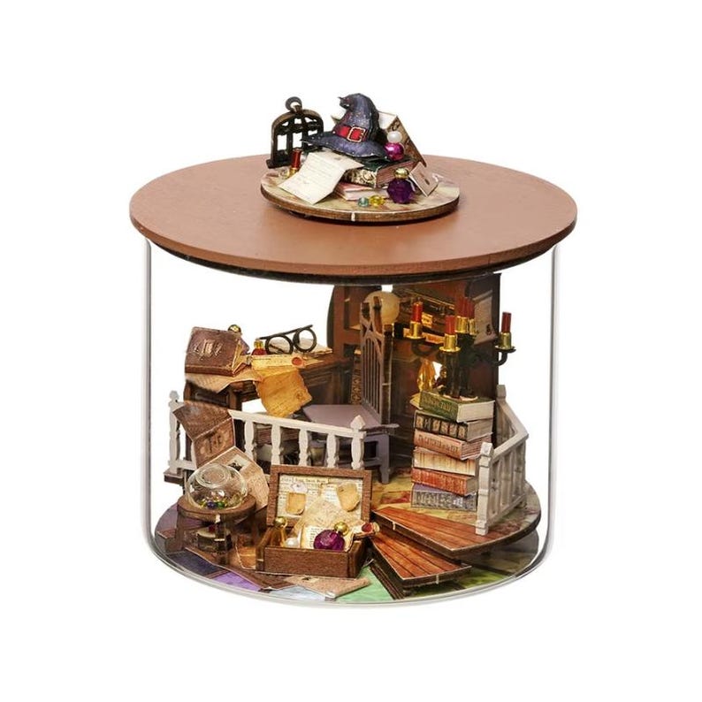 DIY LED Miniature Dollhouse Dome 3D Wooden Puzzle Magic Theme Wooden ...