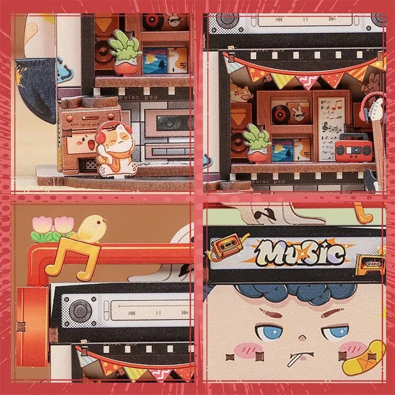 DIY Miniature Book Nook Kits Music Store Toy Store Newsstand 3D Wooden ...