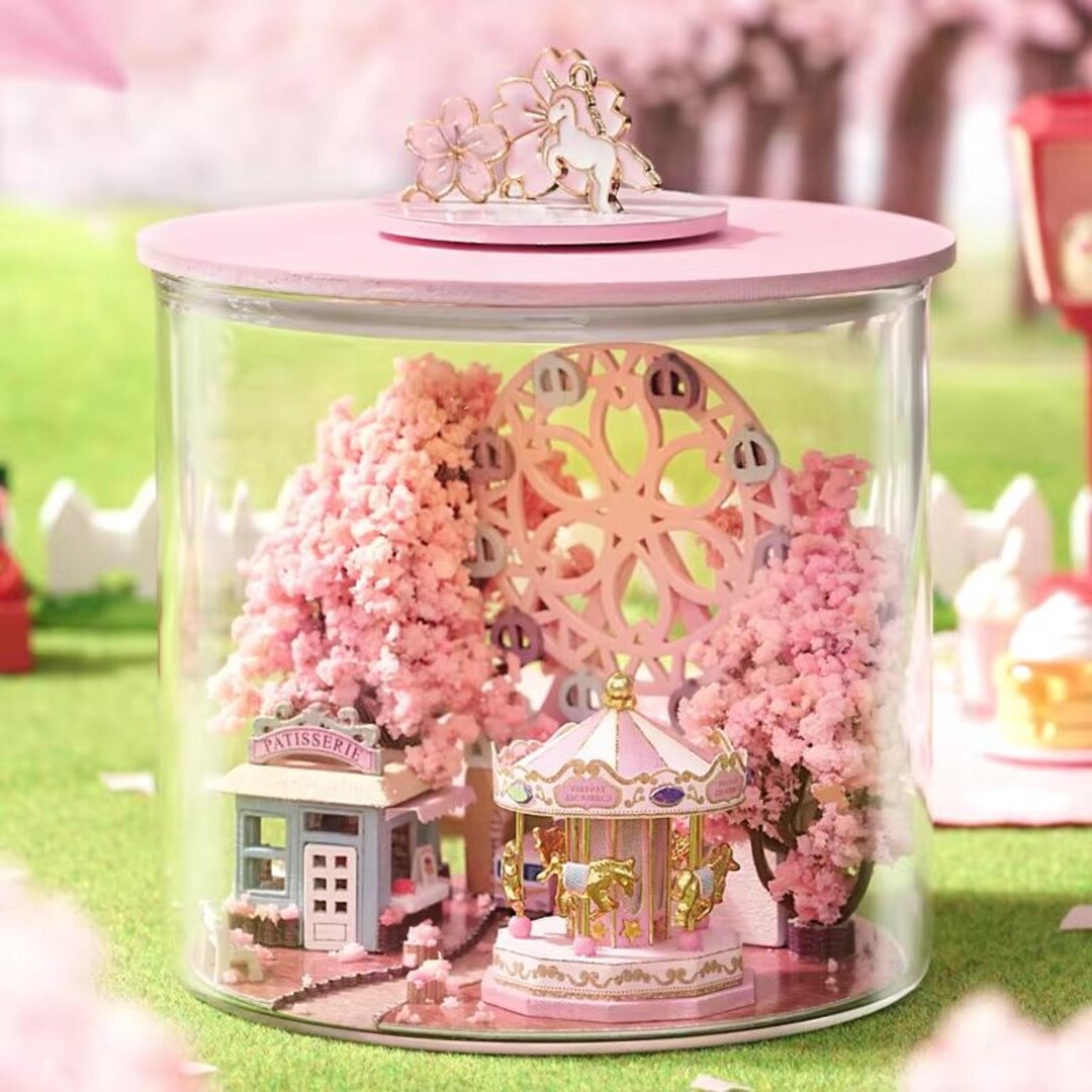 DIY Miniature Dollhouse Kit: Pink Bakery Theme LED Dome Puzzle - Etsy