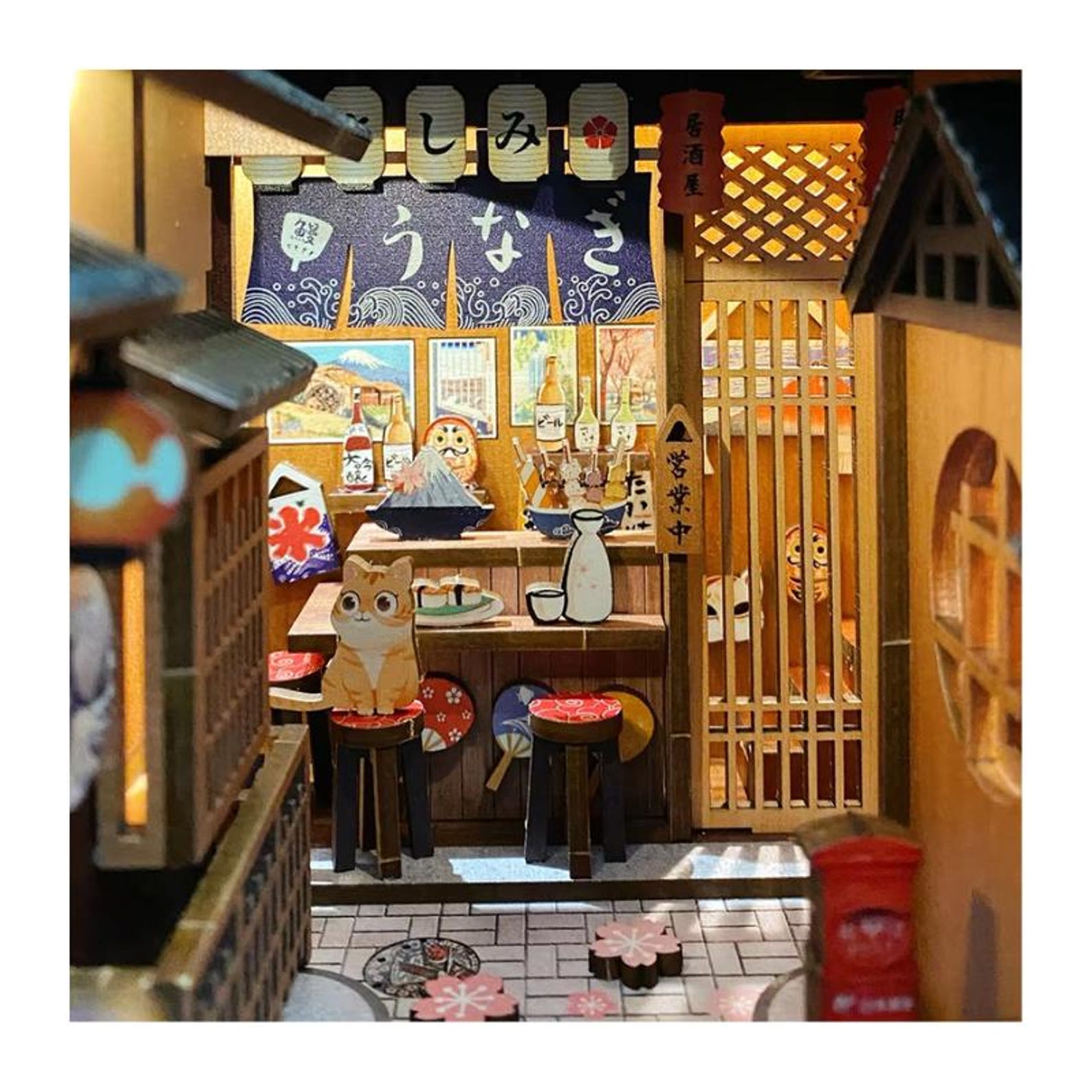 DIY Japanese Sakura Book Nook Kit: Miniature Food Street Bookend - Etsy UK