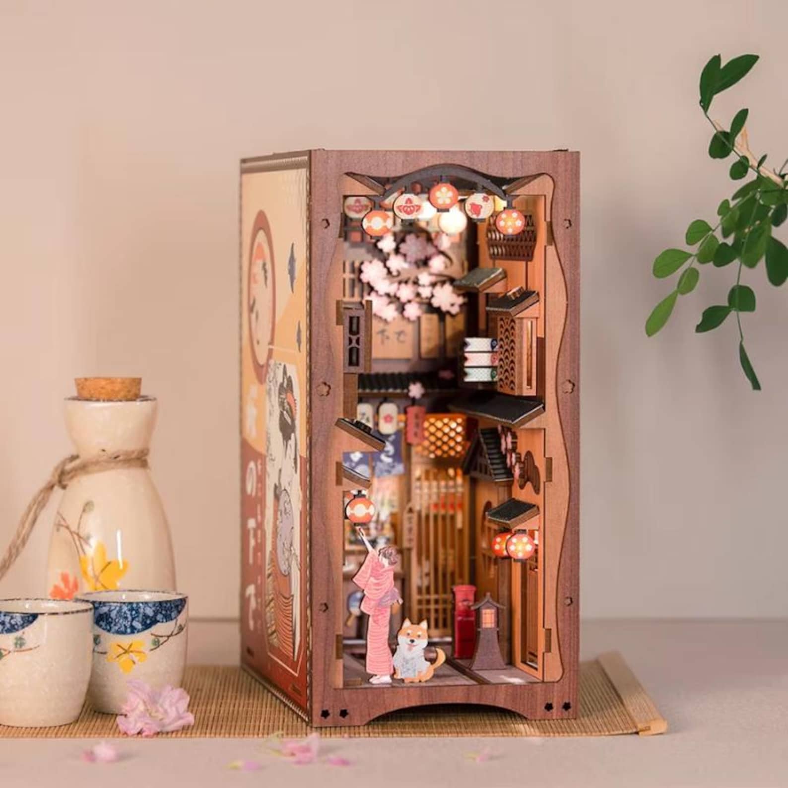 DIY Book Nook Kit Japanese Inspired Food Street Booknook Sakura Book ...