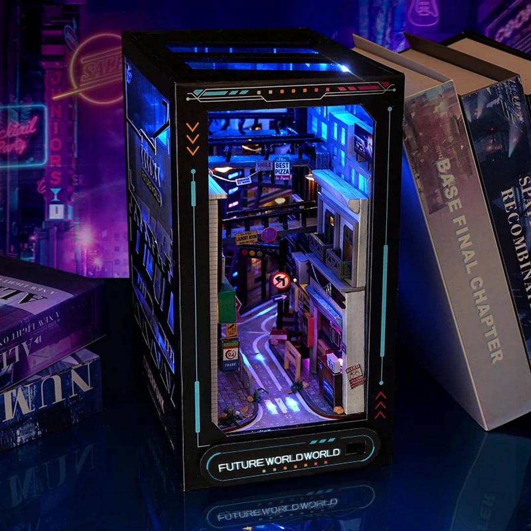Cyberpunk Book Nook Kit: DIY Cyberworld Bookshelf Insert With LED - Etsy