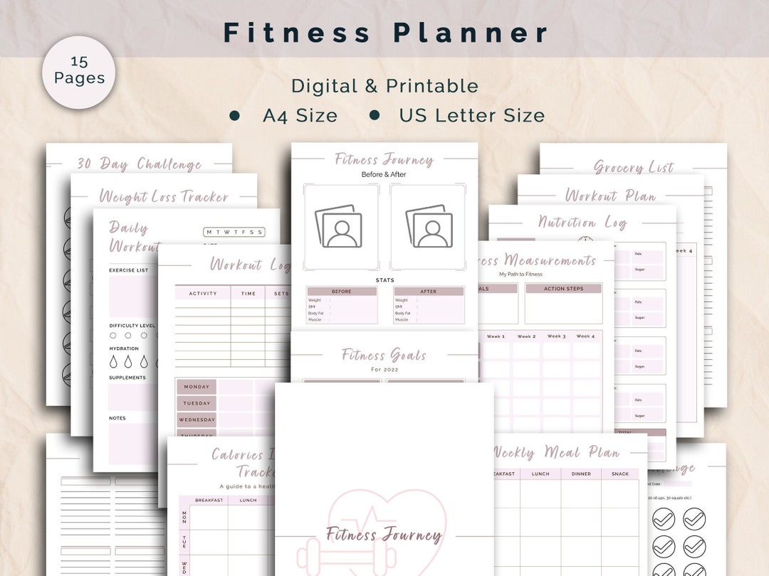 Fitness Planner Workout Planner Digital Fitness Planner - Etsy