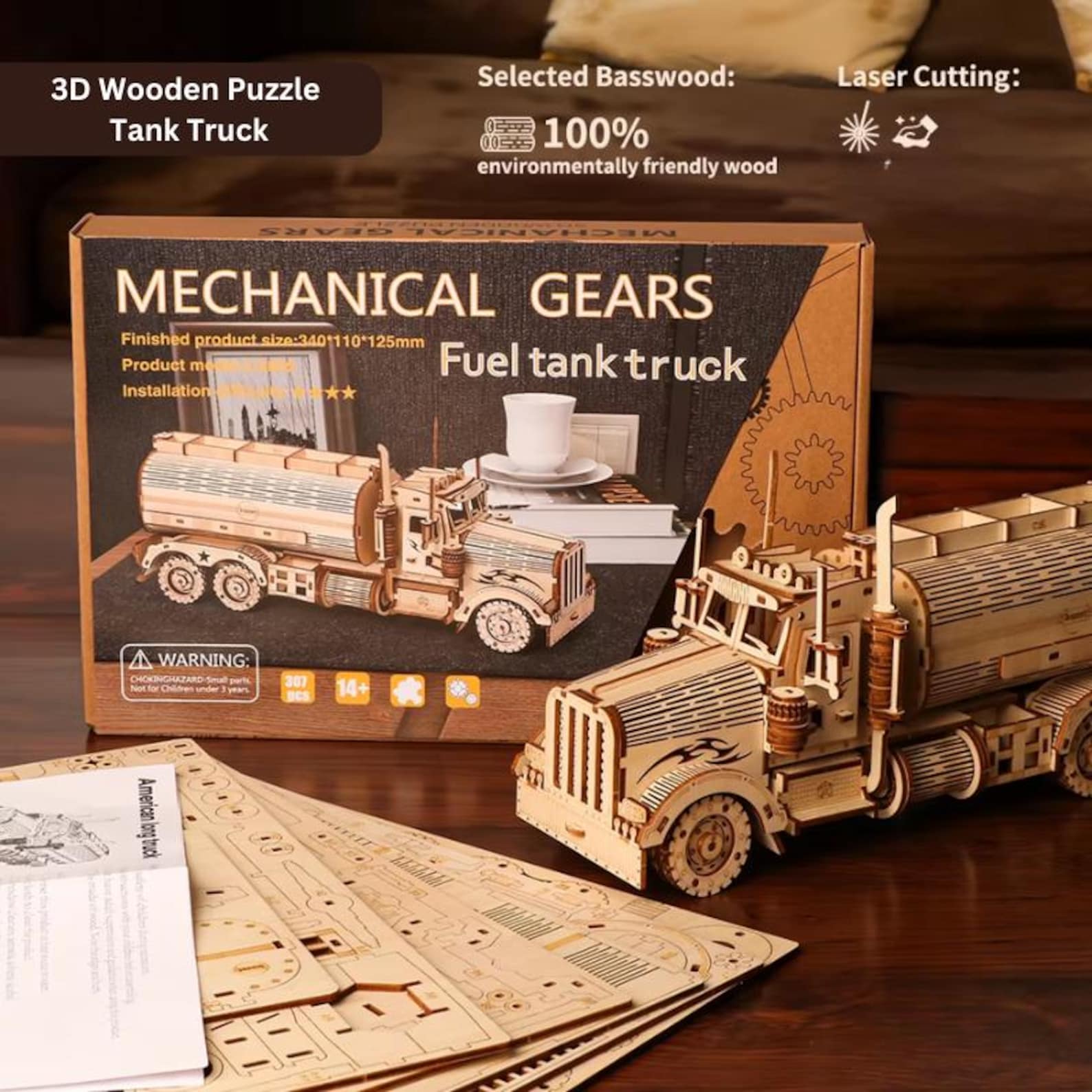 3D Wooden Puzzle Tank Truck: DIY Mechanical Model Kit - Etsy