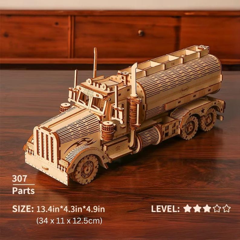 3D Wooden Puzzle Tank Truck: DIY Mechanical Model Kit - Etsy