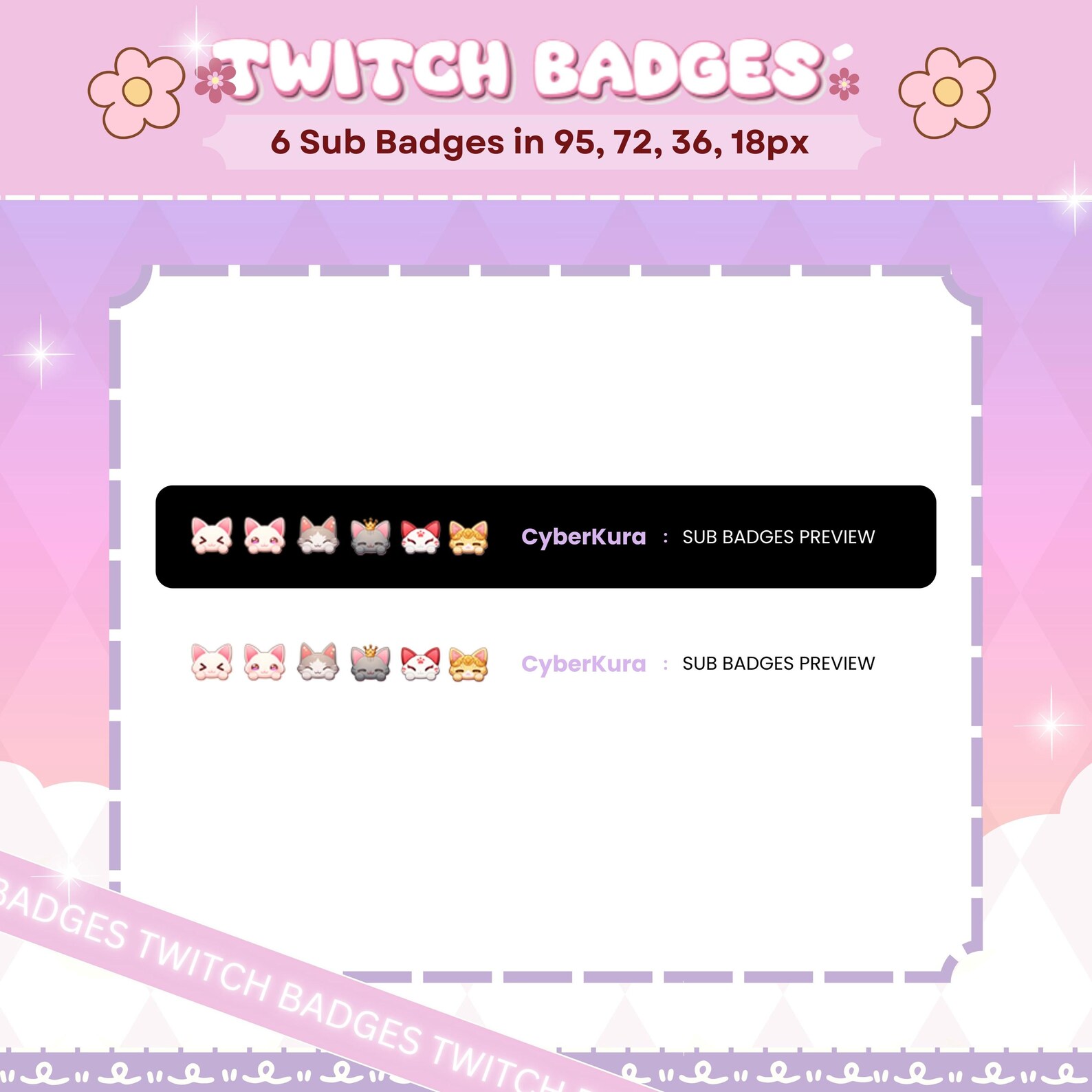 Cute Cat Sub Badges - Twitch Badges/ Twitch Emotes / Custom Twitch ...