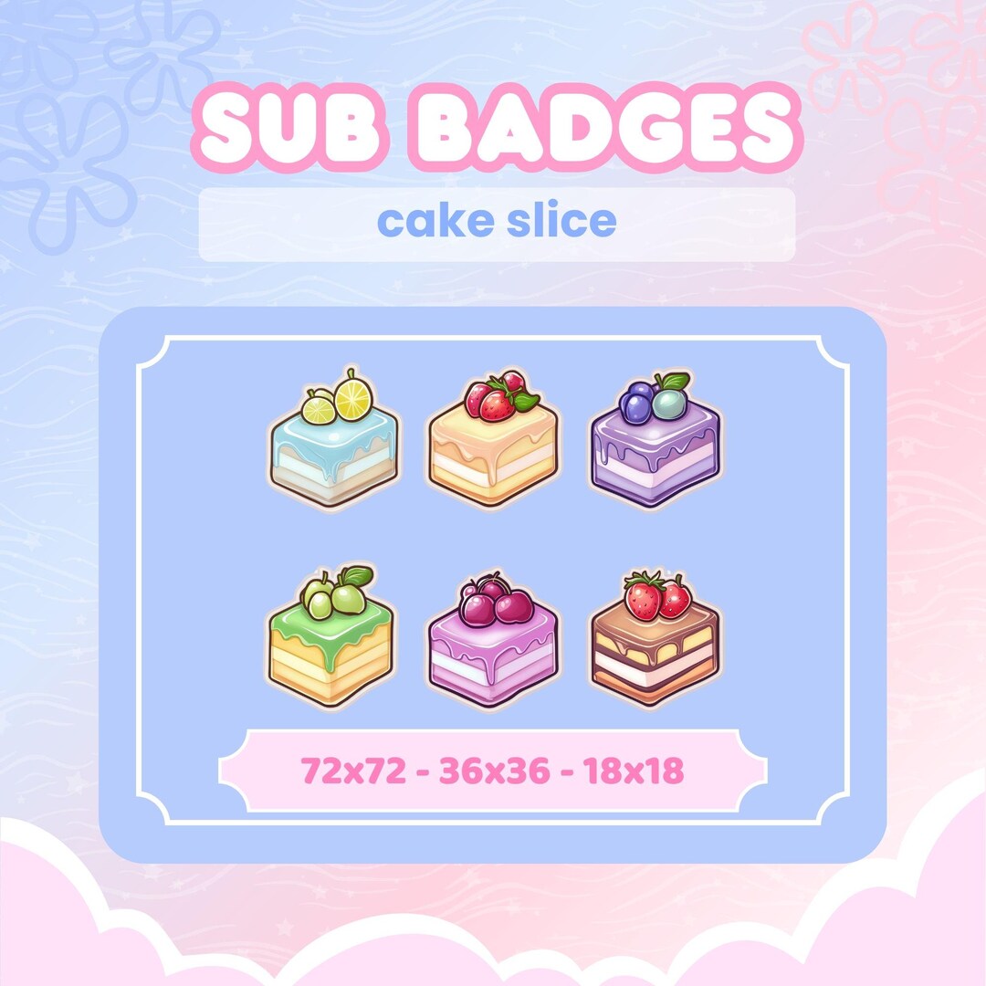Slice Cake Sub Badges | Sub Badge | Subbadges | Kawaii Cake Icon ...