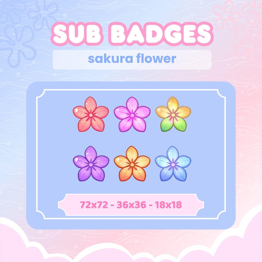 6x SAKURA FLOWERS Twitch Badges // Cherry Blossom Petals Cheer, Sub ...
