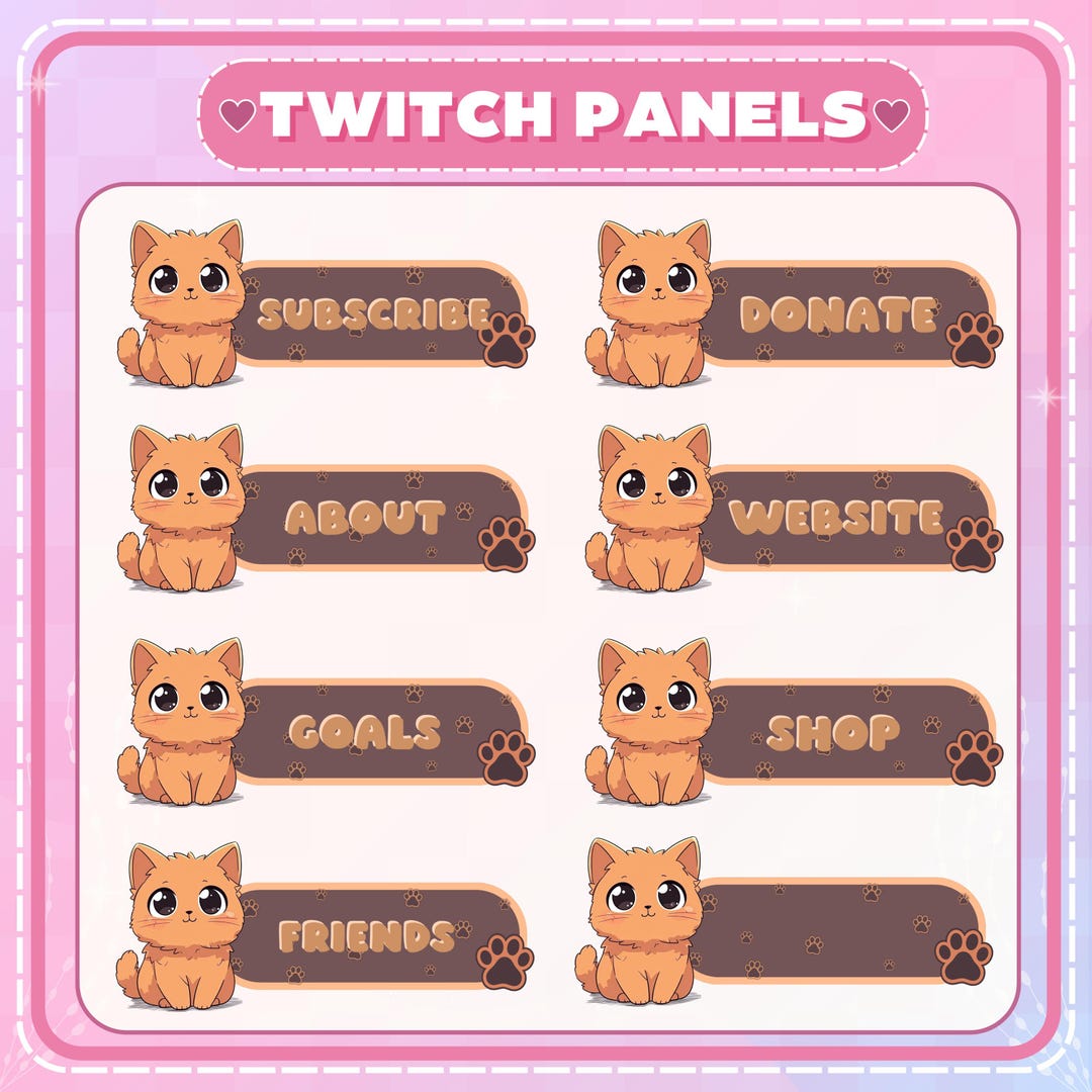 Twitch Panels - Cute Cat Panels, Twitch Panel Pack, Kawaii Twitch ...