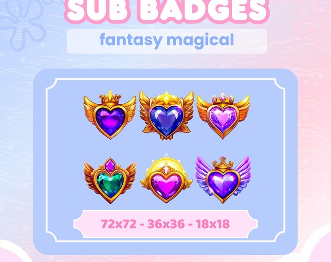 Pink Angel Heart Badges (10 Pack, Pink) for Twitch, Discord, Youtube ...