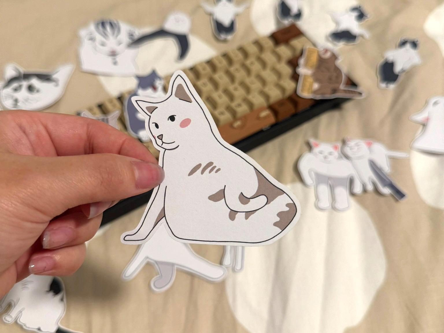 Debating Cat Meme Tiktok Viral Meme, Handmade Sticker, Waterproof ...