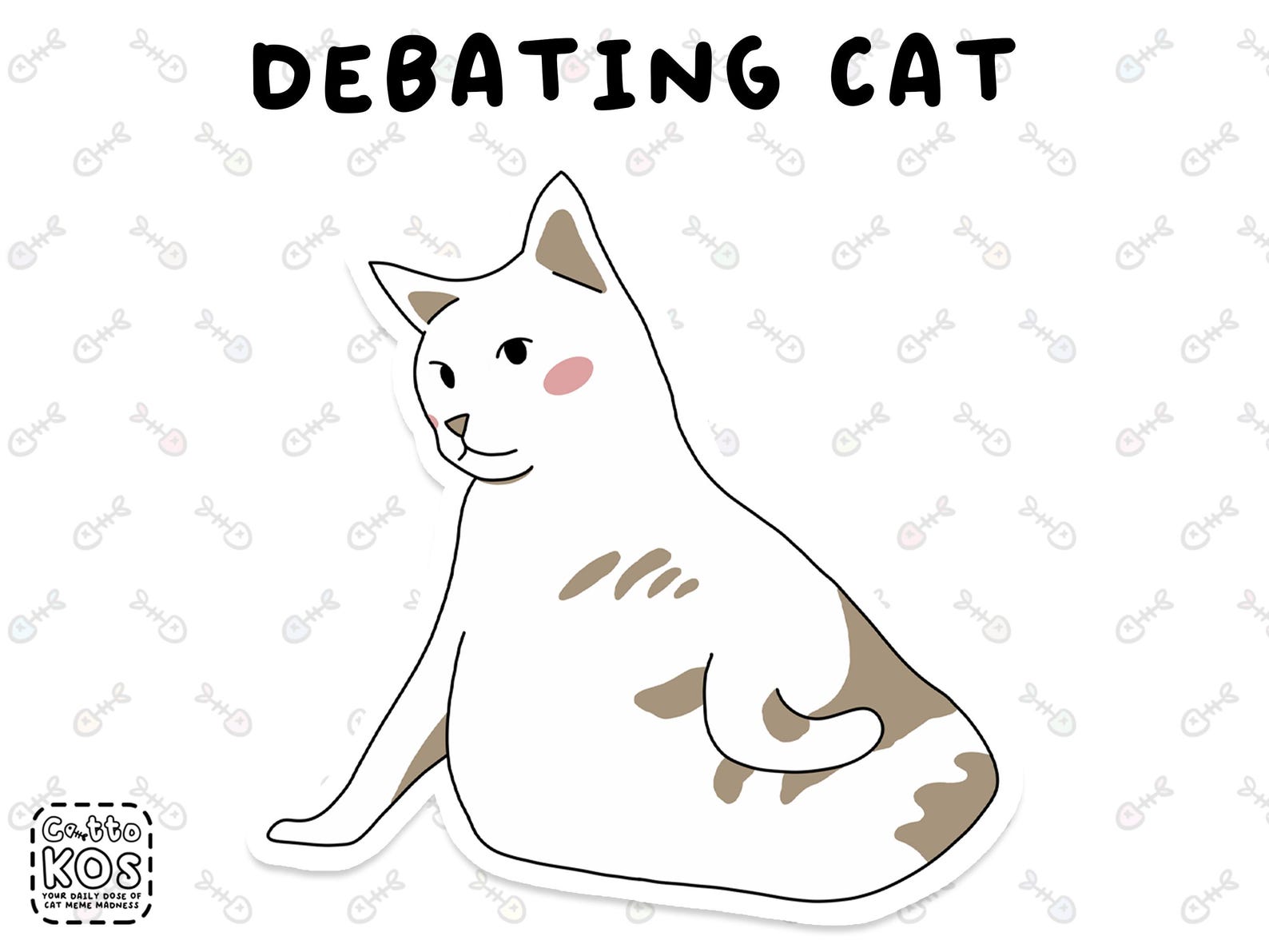 Debating Cat Meme Tiktok Viral Meme, Handmade Sticker, Waterproof ...
