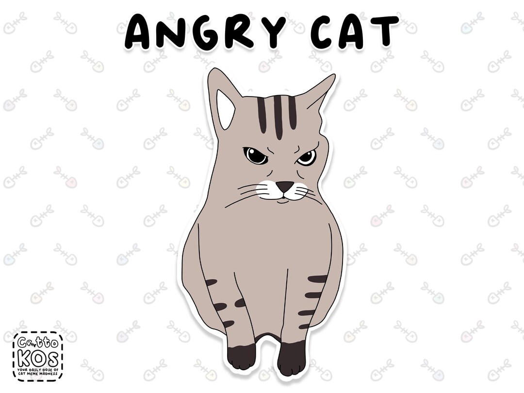 Angry Cat Meme Tiktok Viral Meme, Handmade Sticker, Waterproof ...