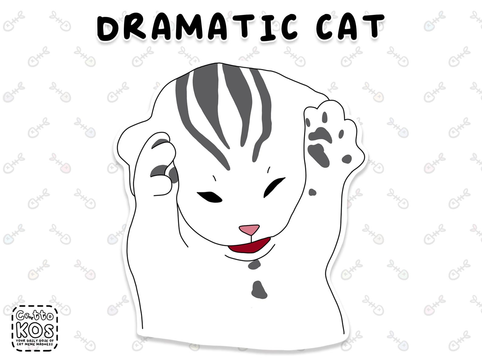 Dramatic Cat Meme Tiktok Viral Meme, Handmade Sticker, Waterproof ...
