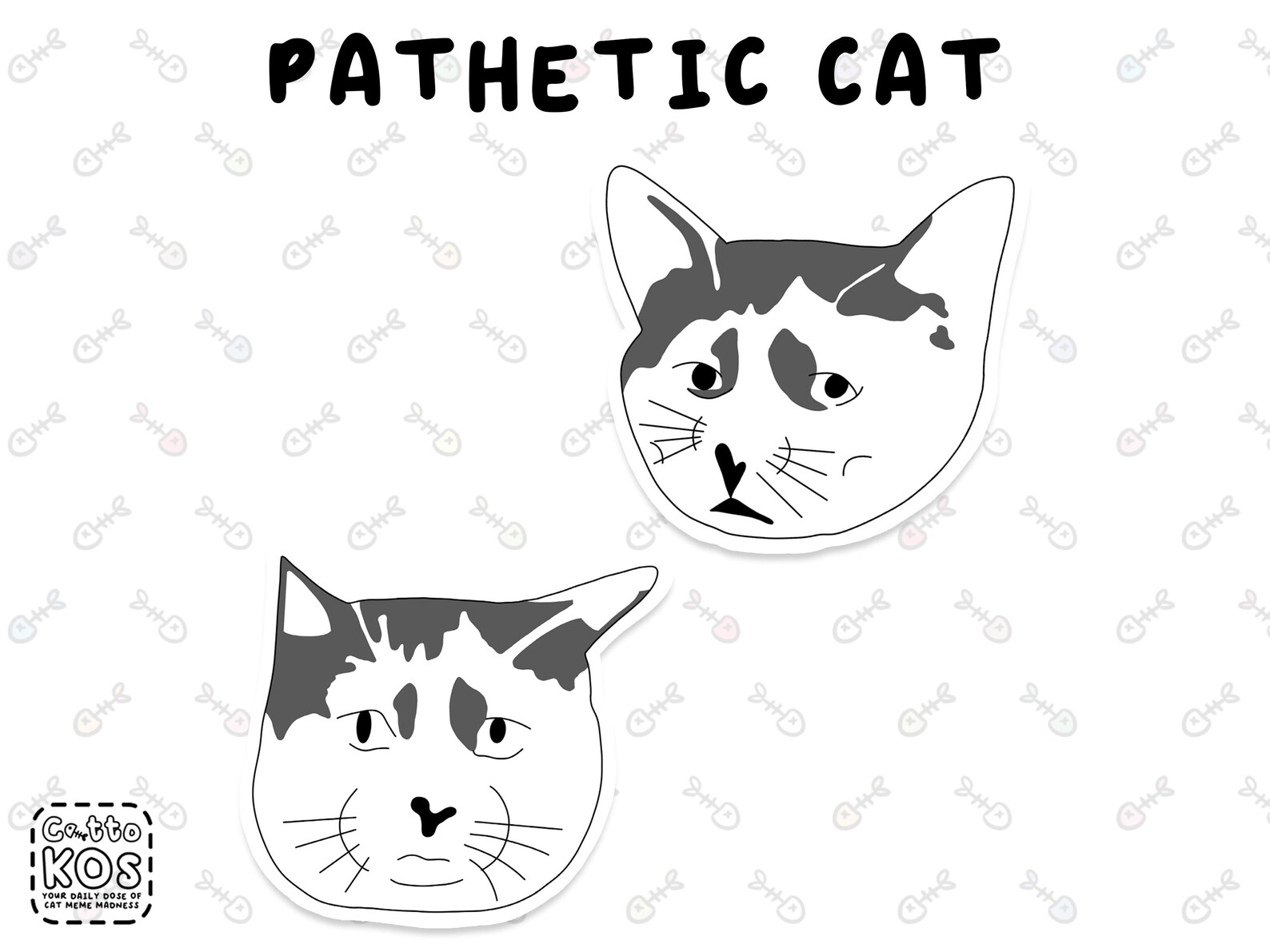 Pathetic Cat Meme Tiktok Viral Meme, Handmade Sticker, Waterproof ...