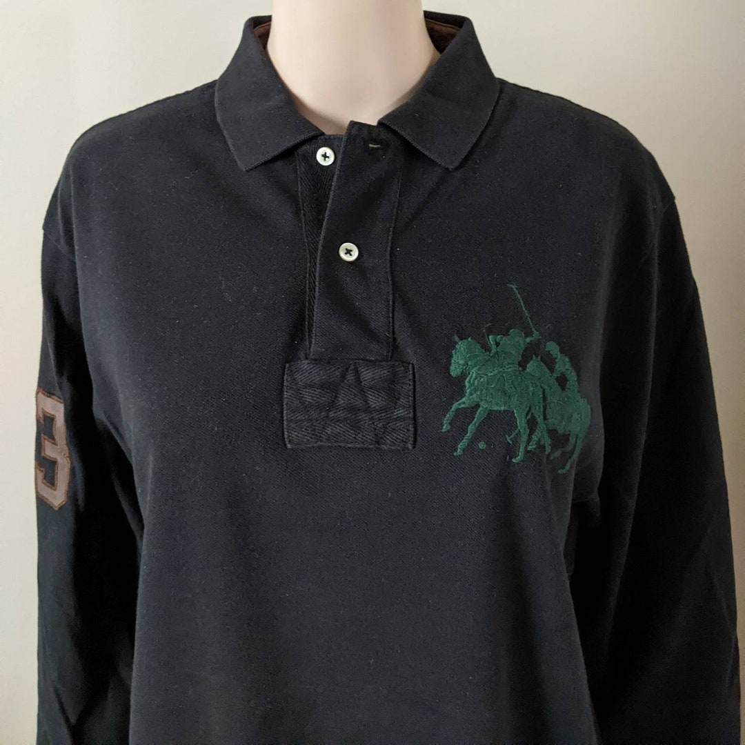 Vintage Polo Ralph Lauren Dual Match Polo Long Sleeve Black Tshirt, Men ...