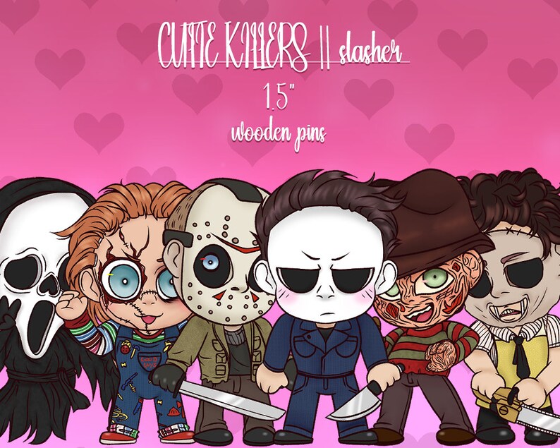 CUTIE KILLERS || Chibi Slasher Wooden Pins - Etsy