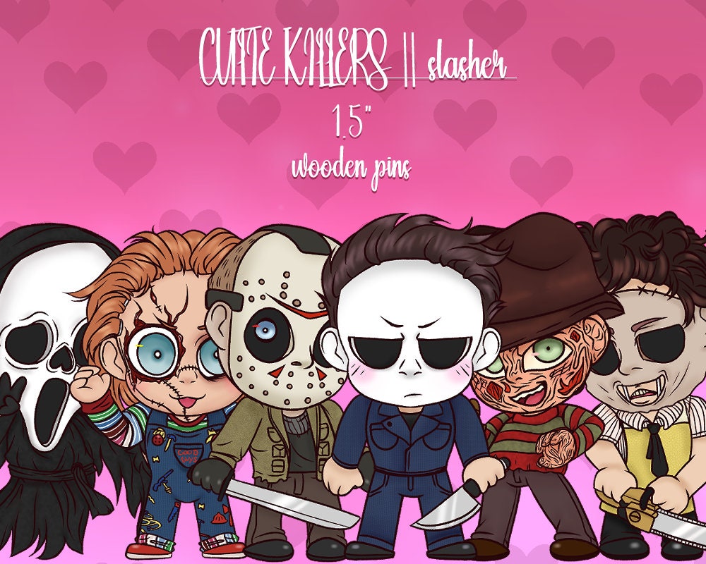CUTIE KILLERS Chibi Slasher Wooden Pins - Etsy