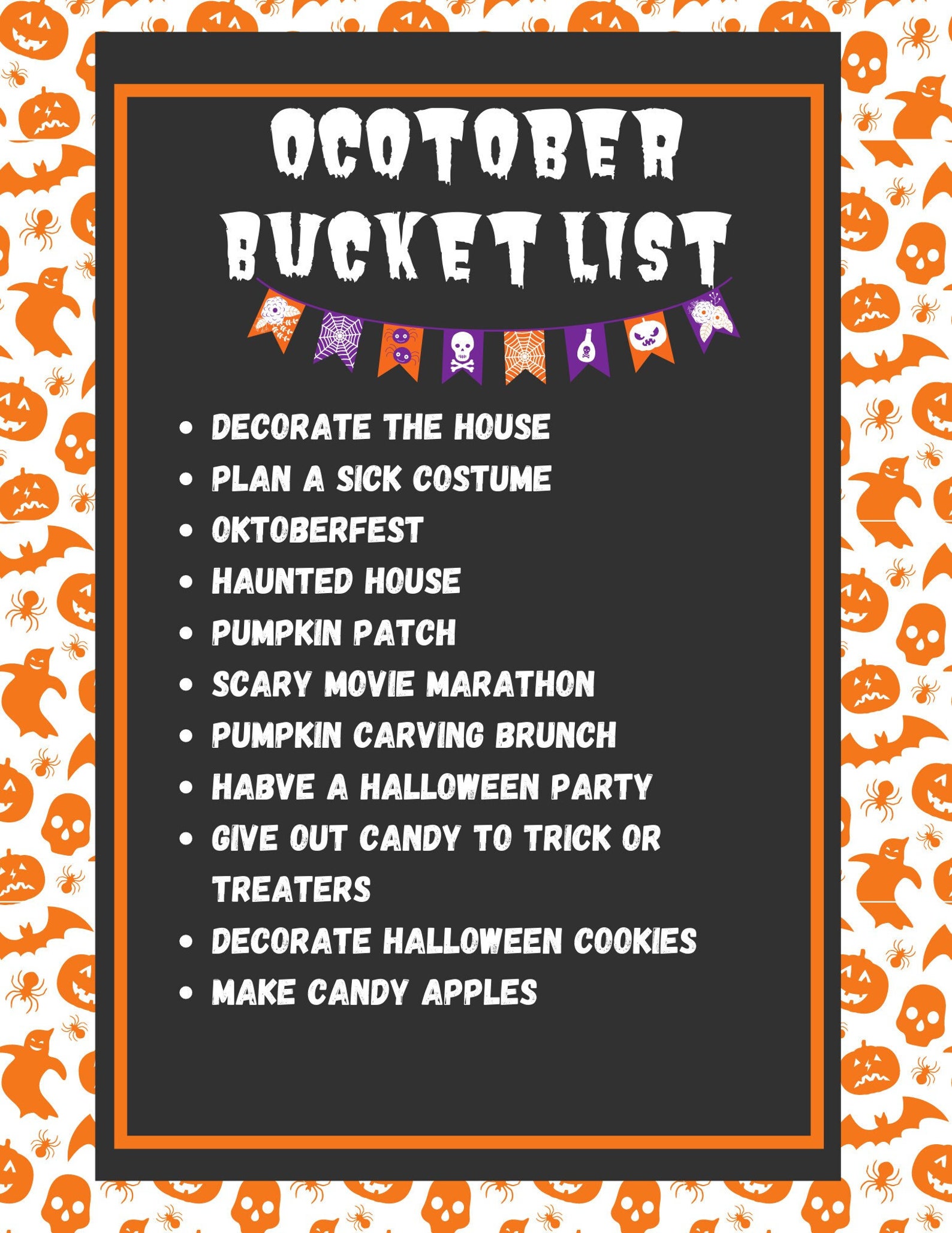 Halloween Bucket List Printable- Digital Downlaod - Etsy