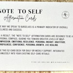NOTE TO SELF Affirmation Cards - Etsy
