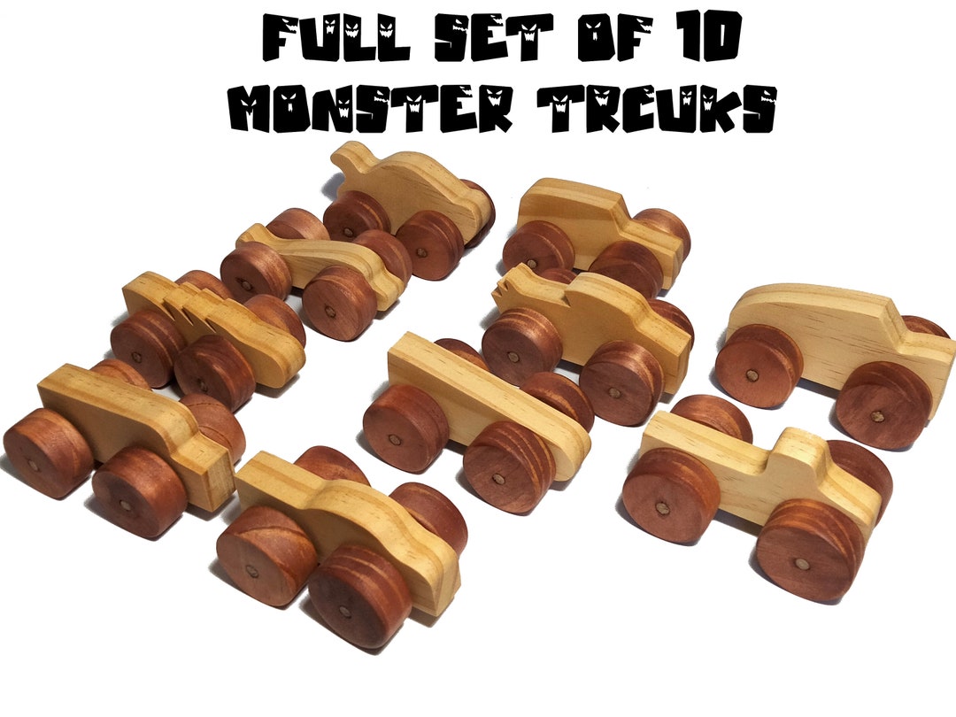 10 Mini Handmade Wooden Monster Trucks. Made of Pine. My Own Designs ...