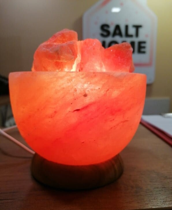 Himalayan Salt Lamp, Bowl and Salt Crystals, Wood Base , Gift for Her ...