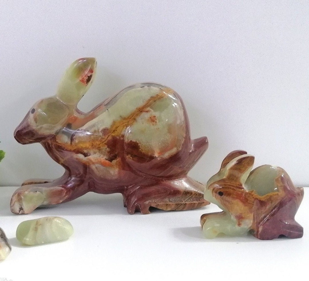 Onyx Stone Figure, Vintage Onyx Animal Sculpture, Handmade Carved ...