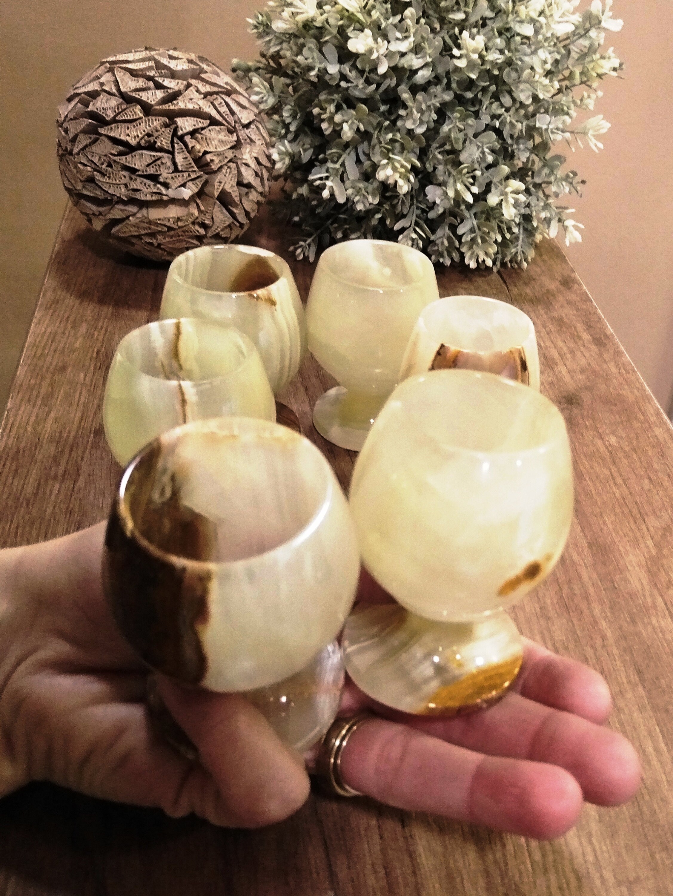 Green Onyx Whisky/ Brandy Goblets, Marble Shot Glasses Set, Alcohol ...