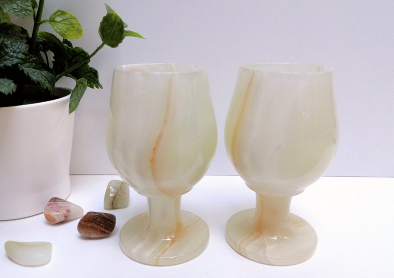 Onyx Stone Wine Cups, Two Wine Glass Set, Chakra Stones, Natural Onyx ...