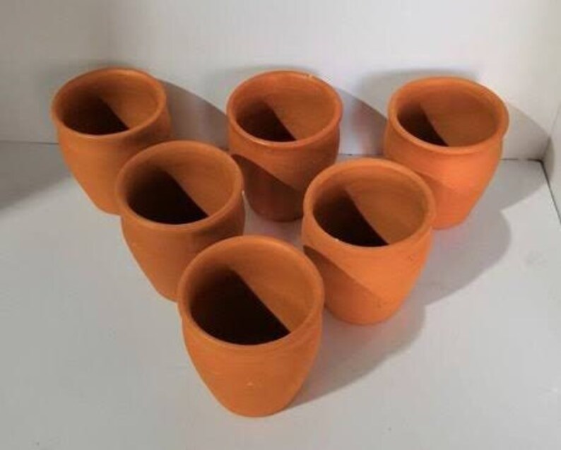 India Clay Tea Cup Set Brown Plain Handmade Indian Traditional - Etsy